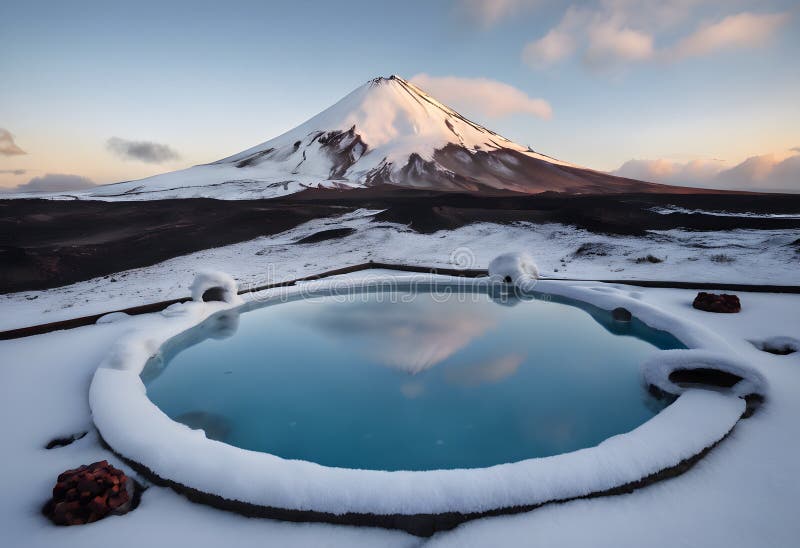 A view of a Volcano stock illustration. Illustration of shore - 318891668