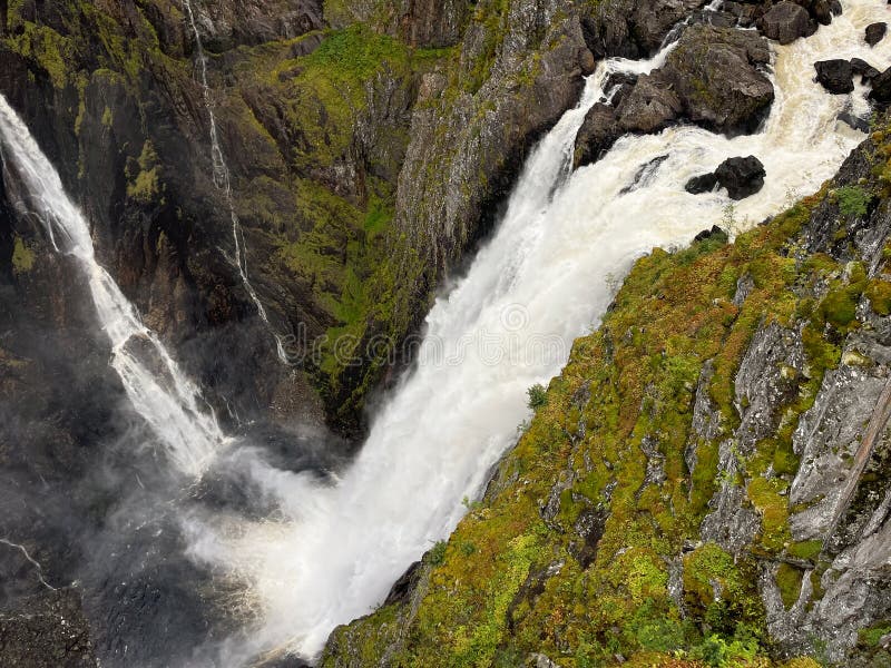 View of Voringsfossen Fall in Autumn Stock Photo - Image of white ...