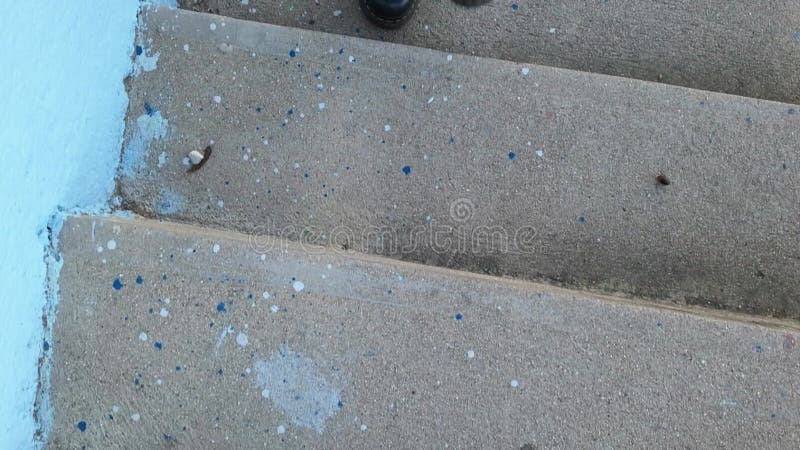A View of Walking Up the Stairs. Close Up View of Walking on Concrete ...