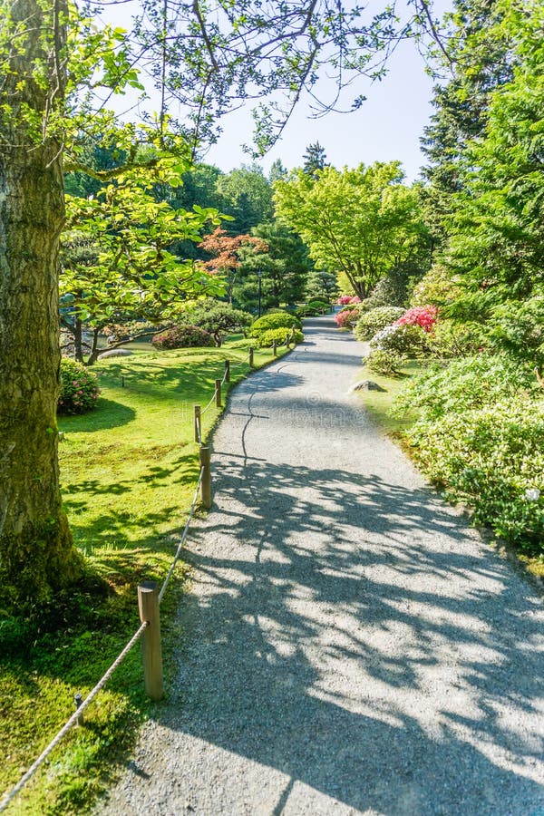Spring Garden Walkway stock image. Image of outdoors - 151883547