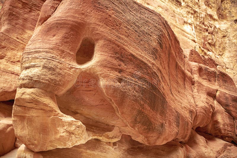 View of a Wall with a Man-made Sandstone Window. Petra, Jordan Stock ...