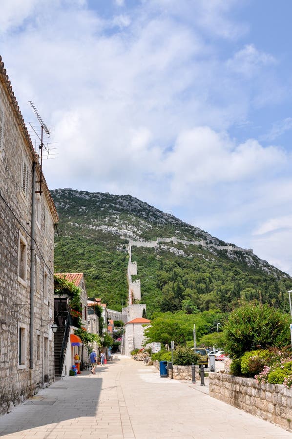 A View of the Wall Surrounding Ston from the Town Editorial Photo ...