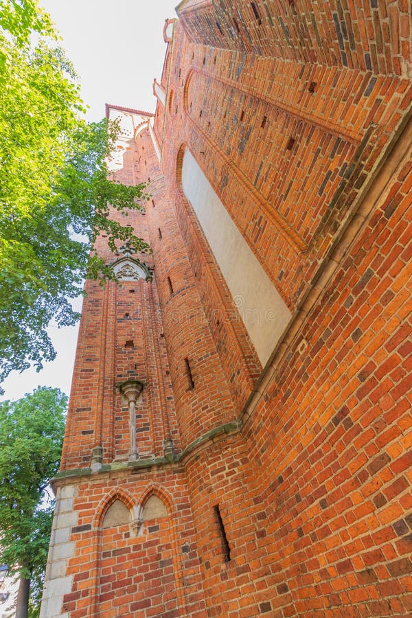 View of the Walls of the Several-century Cathedral Built of Red Brick ...