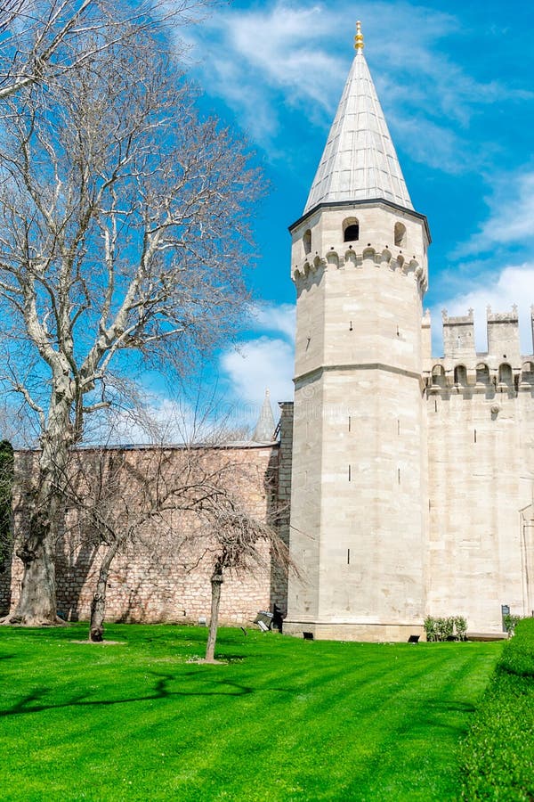 View of the Walls and Topkapi Tower in Istanbul. Stock Photo - Image of ...