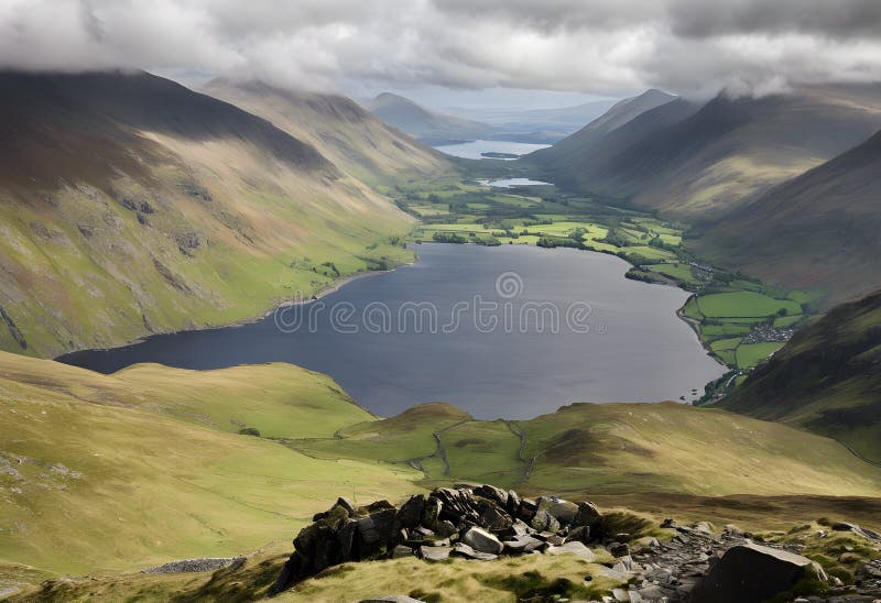 A View of Wast Water in the Lake District Stock Illustration ...