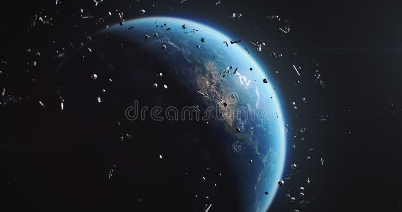 Space Debris Around Planet Earth Stock Video - Video of globe, broken ...