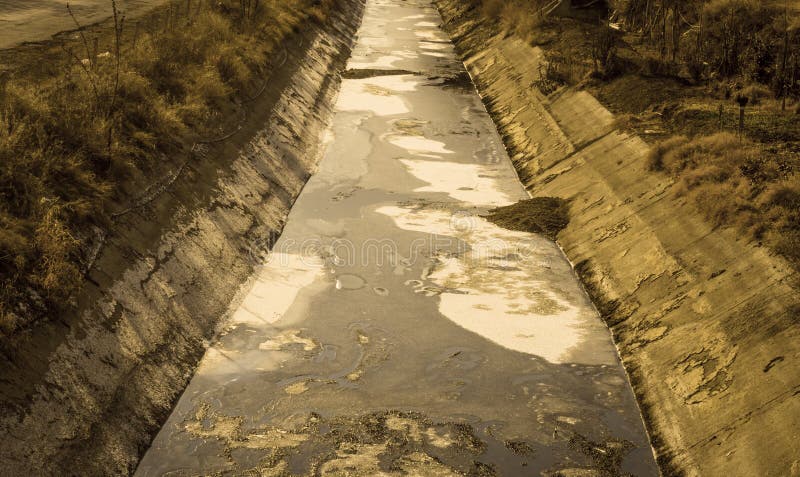 View of Wastewater, Pollution and Garbage in a Canal Stock Photo ...