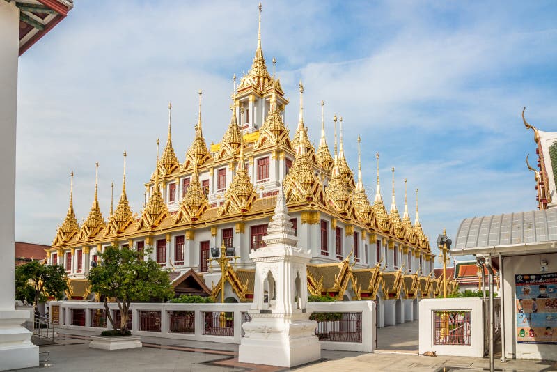 View at the Wat Ratchanatdaram Worawihan in the Streets of Bangkok ...