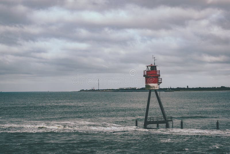 View of a Watchtower at the Sea Under the Cloudy Sky in Borkum, Germany ...