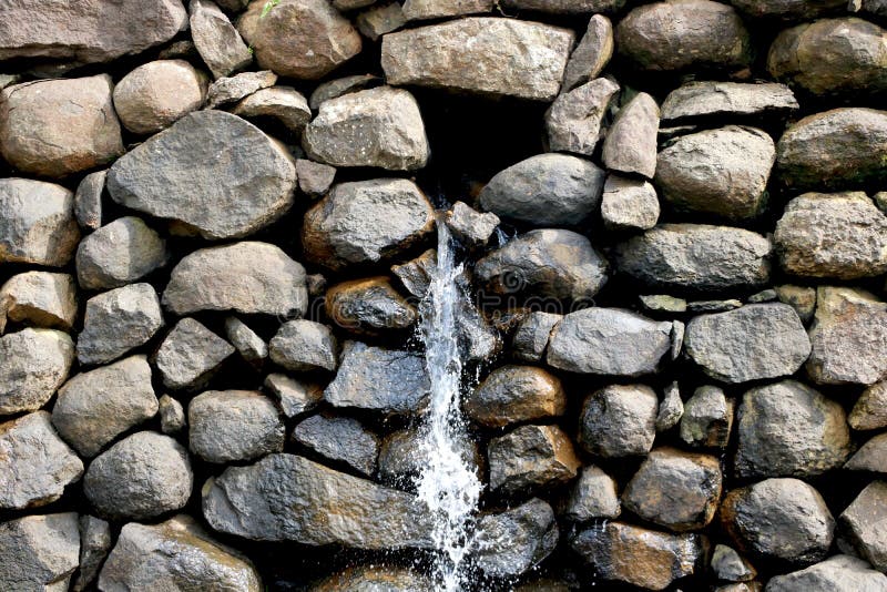 View of Water Falling from Small Stone Wall Stock Image - Image of ...