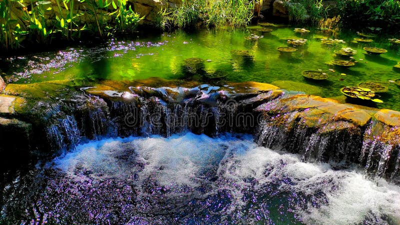View of the Water Flow in the Fish Pond Stock Image - Image of ...