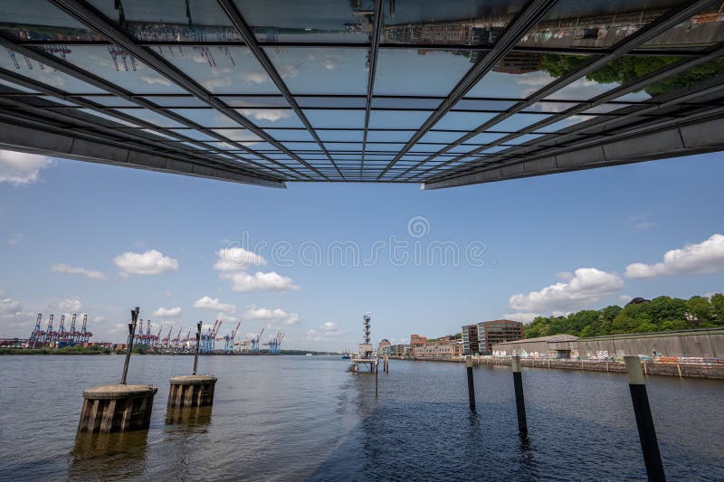 A View of the Water from Under a Pedestrian Bridge in a Harbor ...