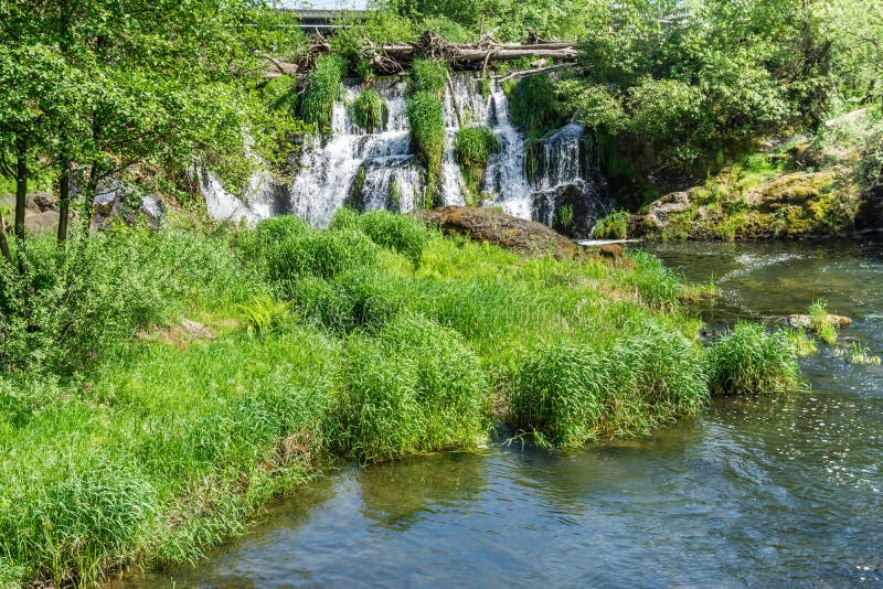 Waterfall and Grass 2 stock photo. Image of green, cascade - 152651218