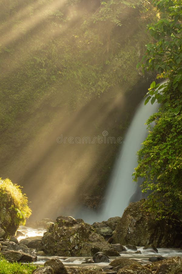 The View of the Waterfall in the Morning is Beautiful and the Sun is ...