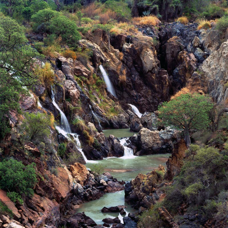 View of Waterfall in Namibia Stock Photo - Image of national, baobab ...