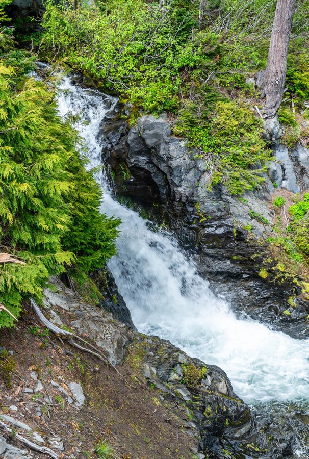 Mountain Waterfall Scene 4 stock image. Image of washington - 282608393