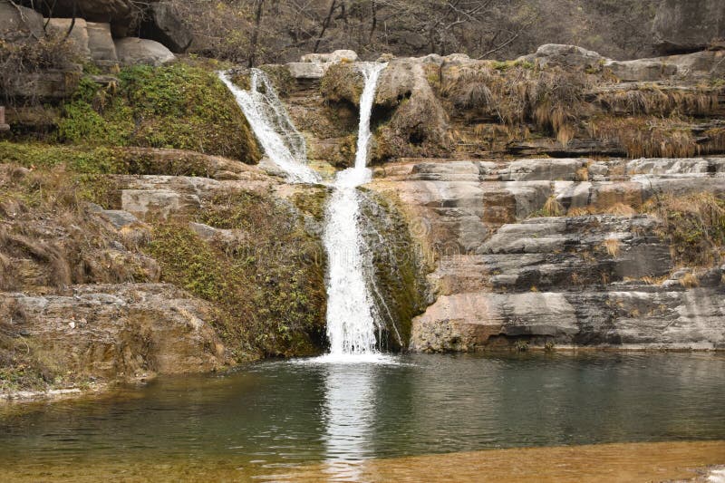 View of a Waterfall at Yuntaishan Geopark in Henan, China Stock Image ...