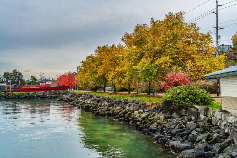 Ruston Autumn Waterfront stock image. Image of waterfront - 298064267