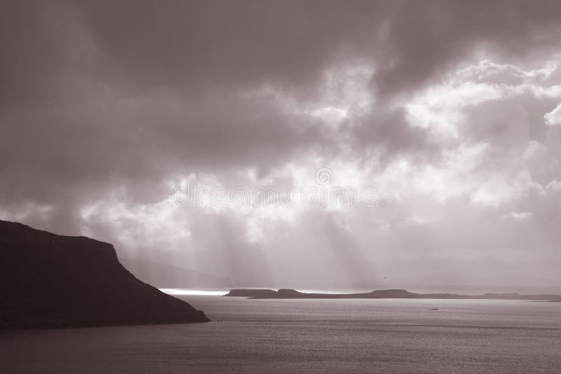 View from Waternish, Isle of Skye Stock Image - Image of sepia ...