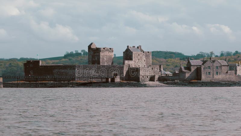 View of Waterside Medieval Castle Walls Under the Cloudy Sky Stock ...