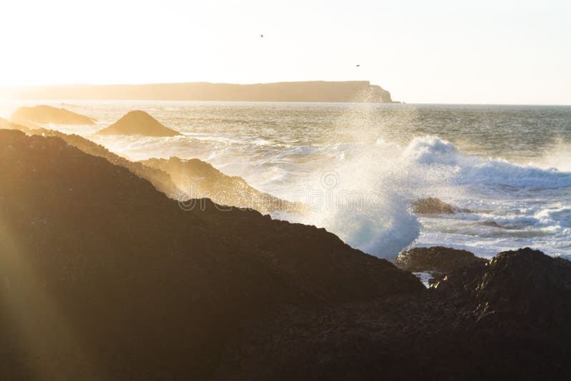 View of the Waves Hitting the Rocky Cliffs Stock Photo - Image of ...