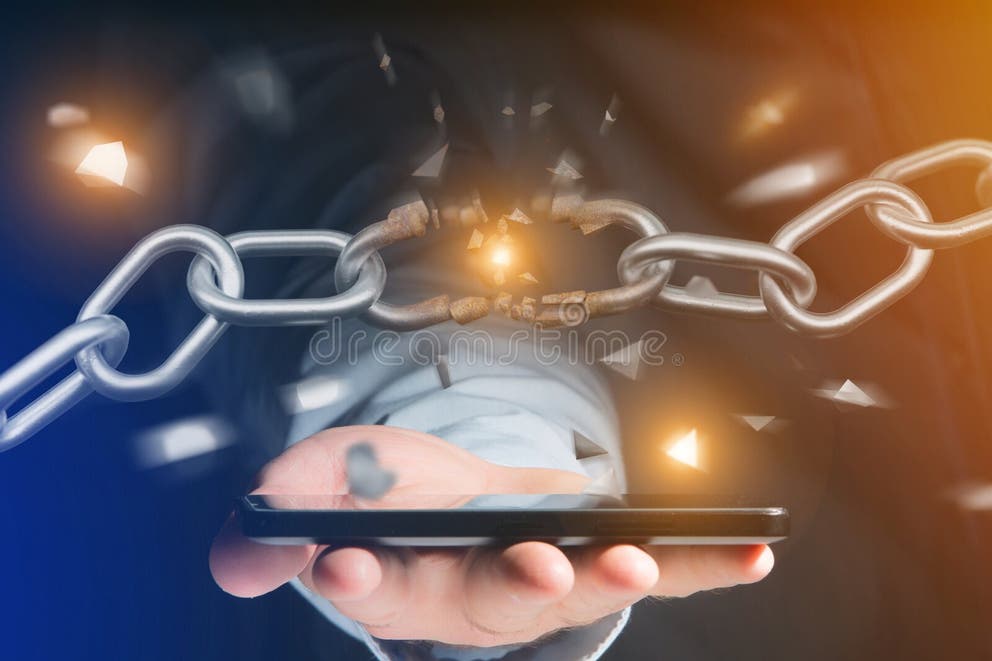 Weak Link of a Broken Chain Exploding - 3d Render Stock Image - Image ...