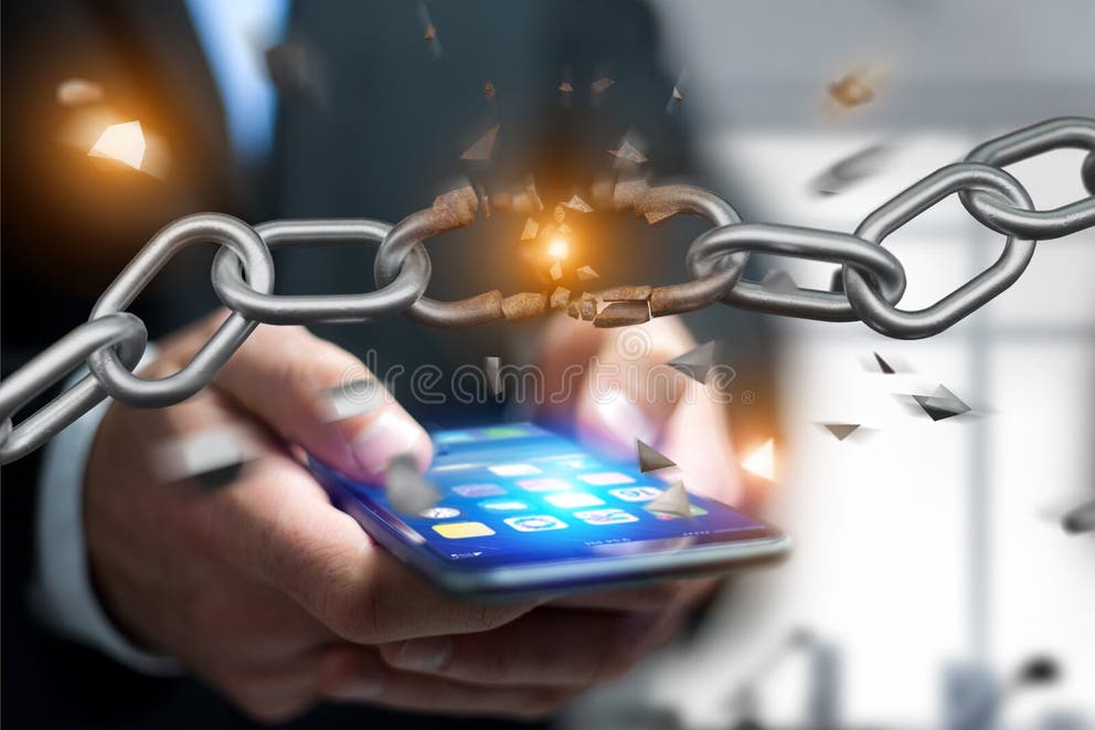 Weak Link of a Broken Chain Exploding - 3d Render Stock Illustration ...