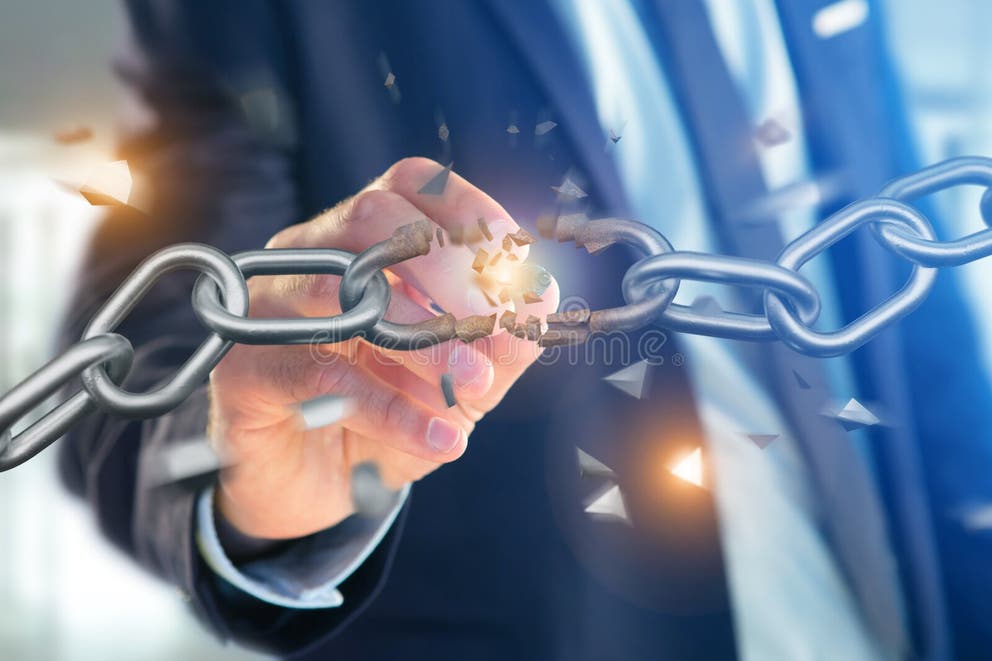 Weak Link of a Broken Chain Exploding - 3d Render Stock Photo - Image ...