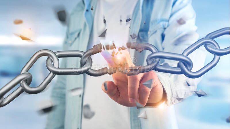 Weak Link of a Broken Chain Exploding - 3d Render Stock Photo - Image ...