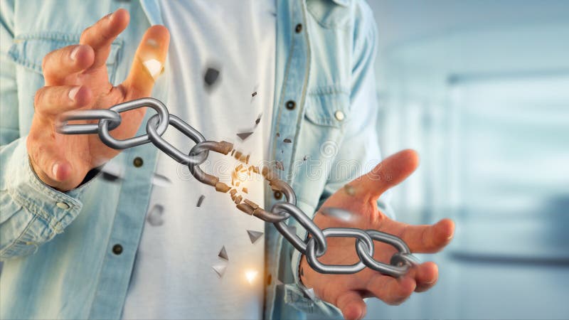 Weak Link of a Broken Chain Exploding - 3d Render Stock Image - Image ...