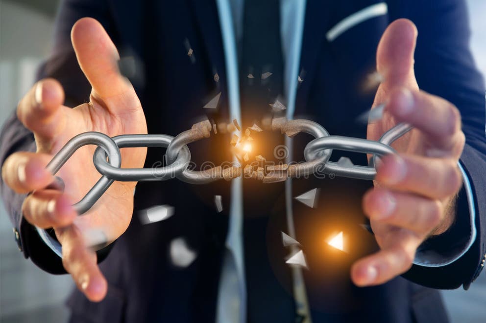 Weak Link of a Broken Chain Exploding - 3d Render Stock Illustration ...