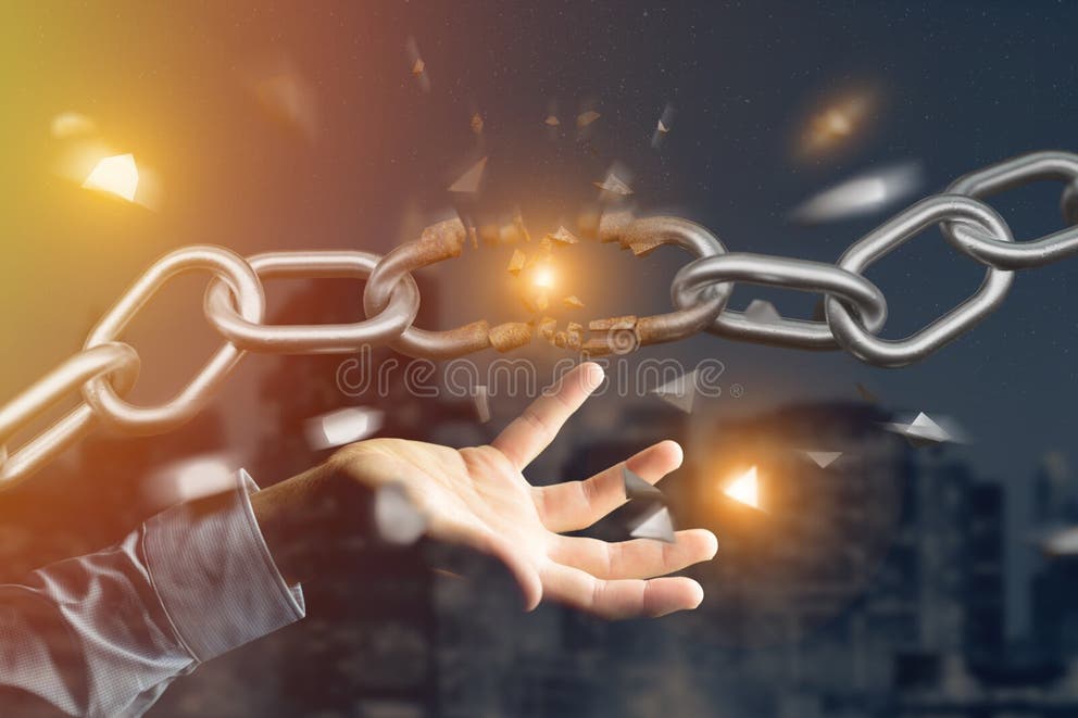 Weak Link of a Broken Chain Exploding - 3d Render Stock Image - Image ...