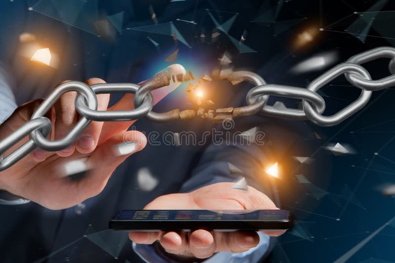 Weak Link of a Broken Chain Exploding - 3d Render Stock Image - Image ...