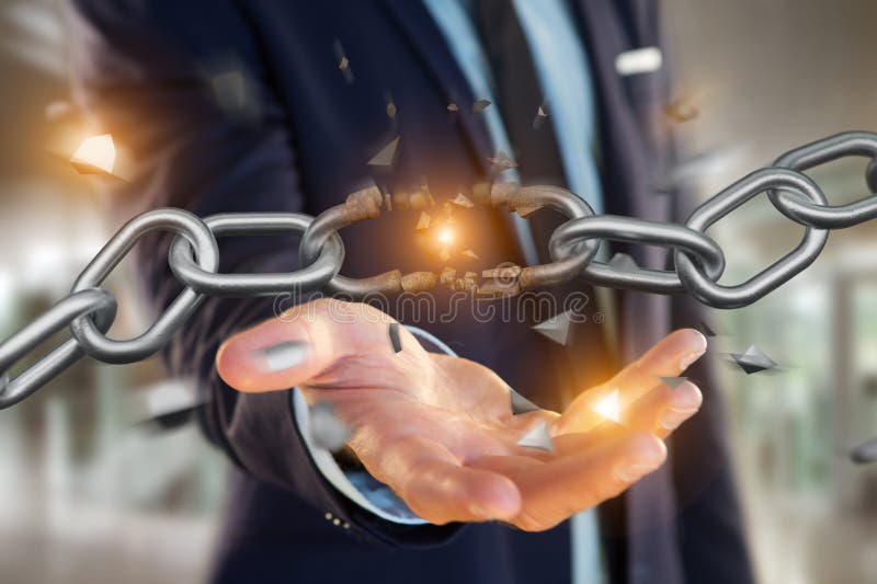 Weak Link of a Broken Chain Exploding - 3d Render Stock Image - Image ...
