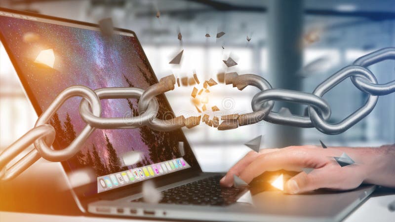 Weak Link of a Broken Chain Exploding - 3d Render Stock Image - Image ...