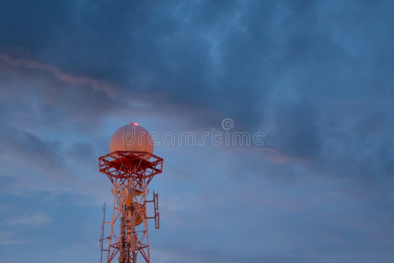 View of Weather Radar or Weather Station with Dramatic Storm Sky and ...