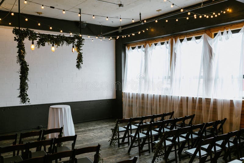 View of a Wedding Hall with Beautiful Decorations Stock Image - Image ...