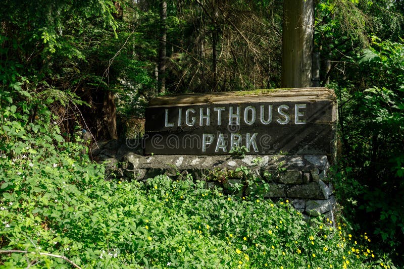 View of Welcome Sign Inside the Lighthouse Park Stock Photo - Image of ...