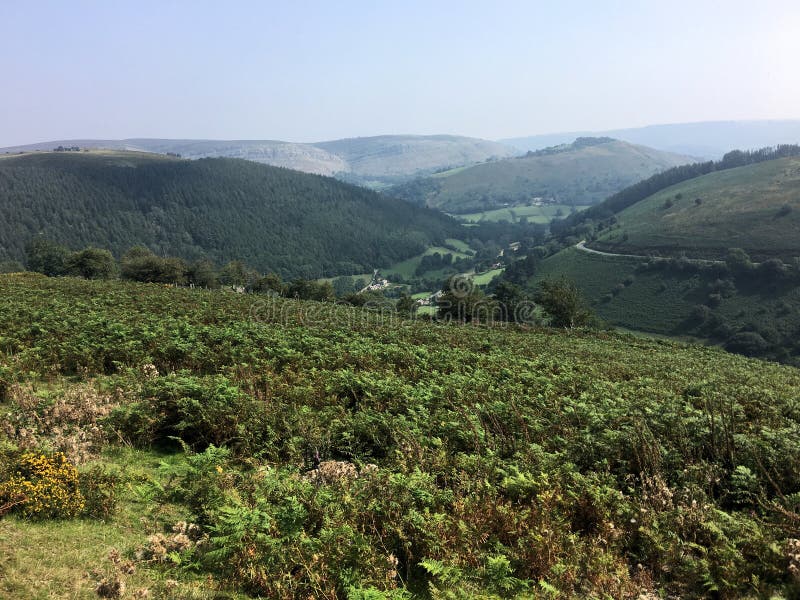 A view of the Welsh Hills stock image. Image of horseshoe - 198663363