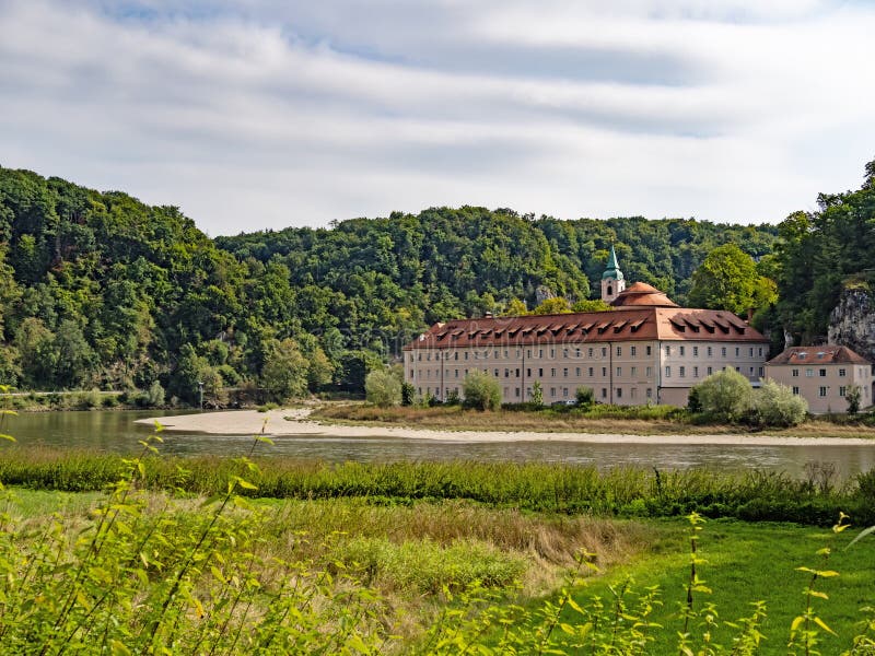 View of the Weltenburg Monastery on the Danube in Kelheim, Germany ...