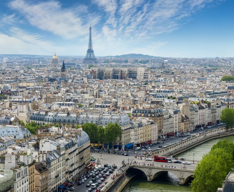 View of Western Part of Paris from Cathedral Notre-Dame Stock Photo ...
