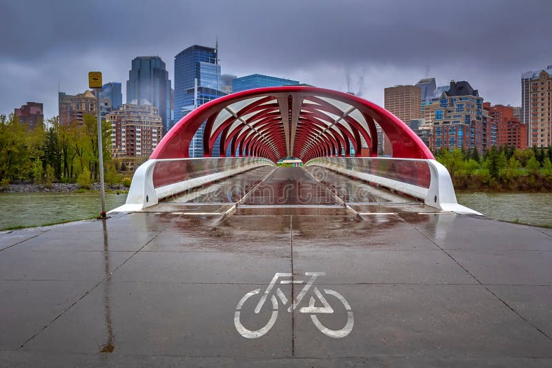 Walkway of a Wet Peace Bridge Editorial Photo - Image of city, landmark ...