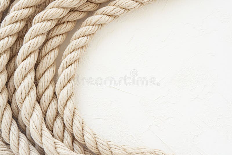 View White Background with Neatly Arranged Rope Coils Captured from Top ...
