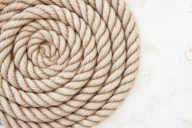 View White Background with Neatly Arranged Rope Coils Captured from Top ...