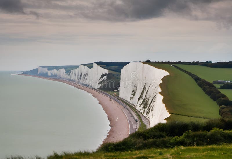 A View of the White Cliffs of Dover Stock Illustration - Illustration ...