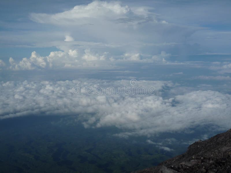 View of White Clouds on Mount Semeru, East Java Stock Image - Image of ...