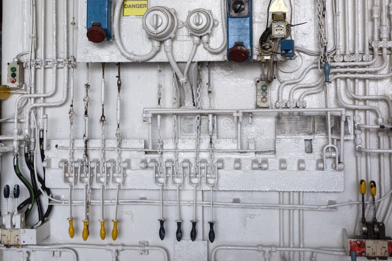 View of White Control Panel Levers Stock Image - Image of switch ...