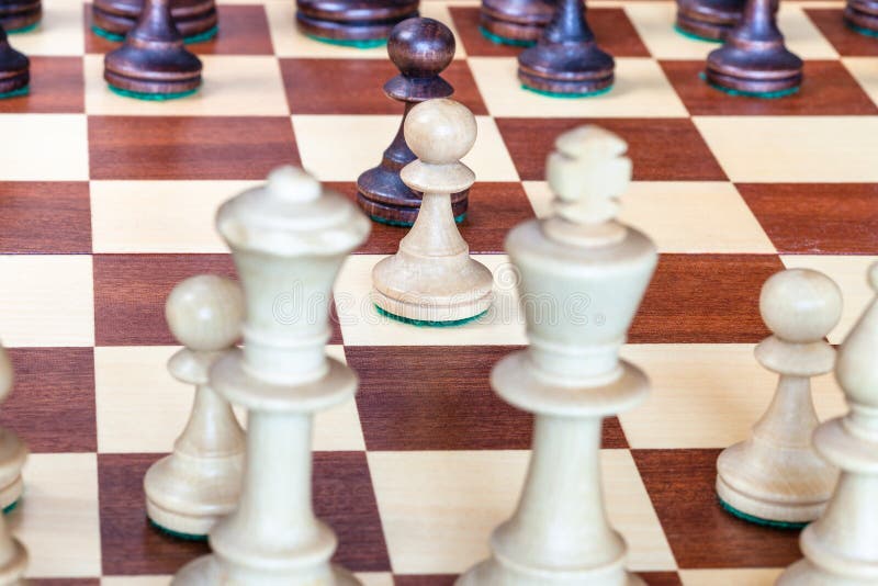 View from White of First Chess Pawn Moves Close Up Stock Image - Image ...