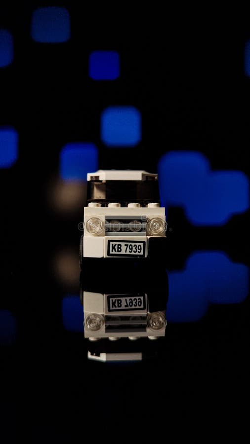 View of White Lego Mini Car with Reflection and Abstract Background ...