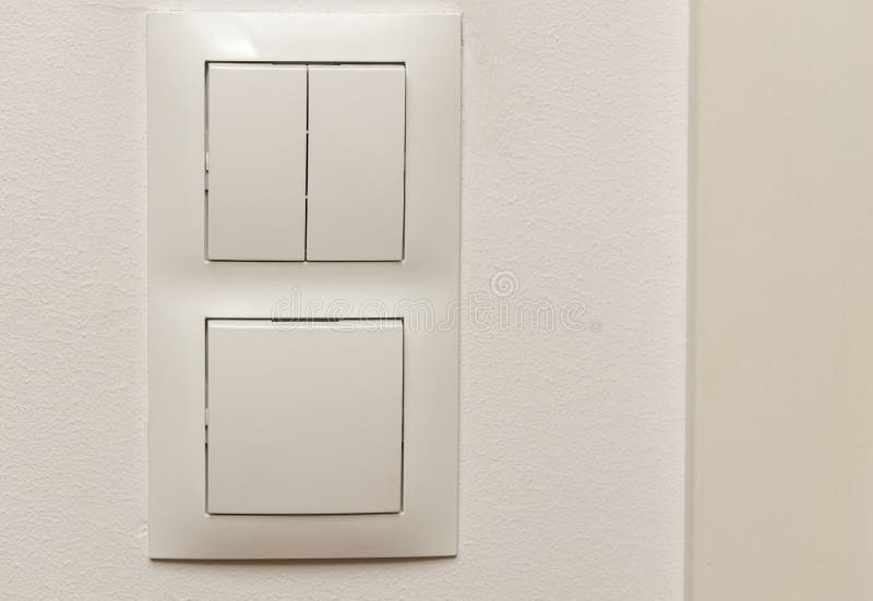 View of White Light Switch Pair on Wall . Building Construction ...